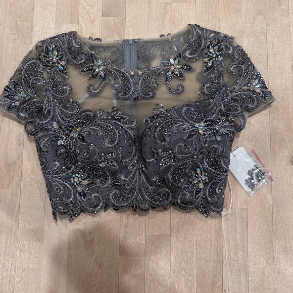 unbranded | Tops | Embellished Silver Crop Top | Poshmark